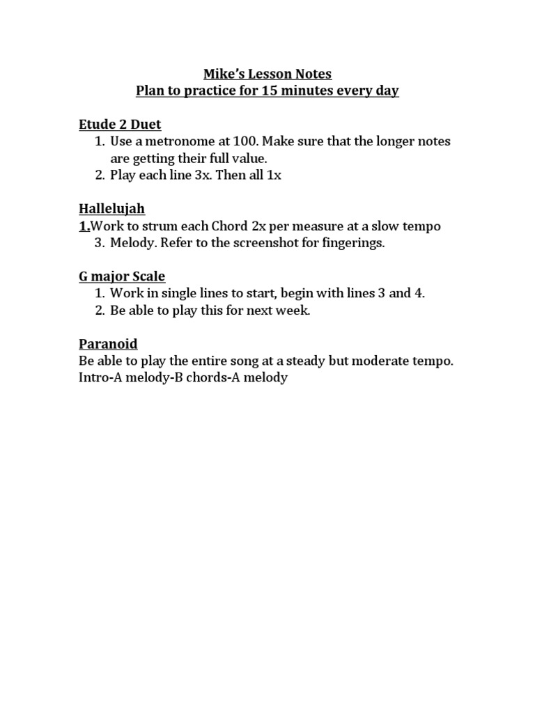Daily Music Practice Plan | PDF