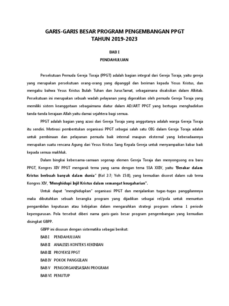 Program PPGT 2019-2023 | PDF | Karier & Perkembangan | Agama & Spiritualitas