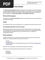 Employee Remote Work Policy Template | PDF | Telecommuting | Employment