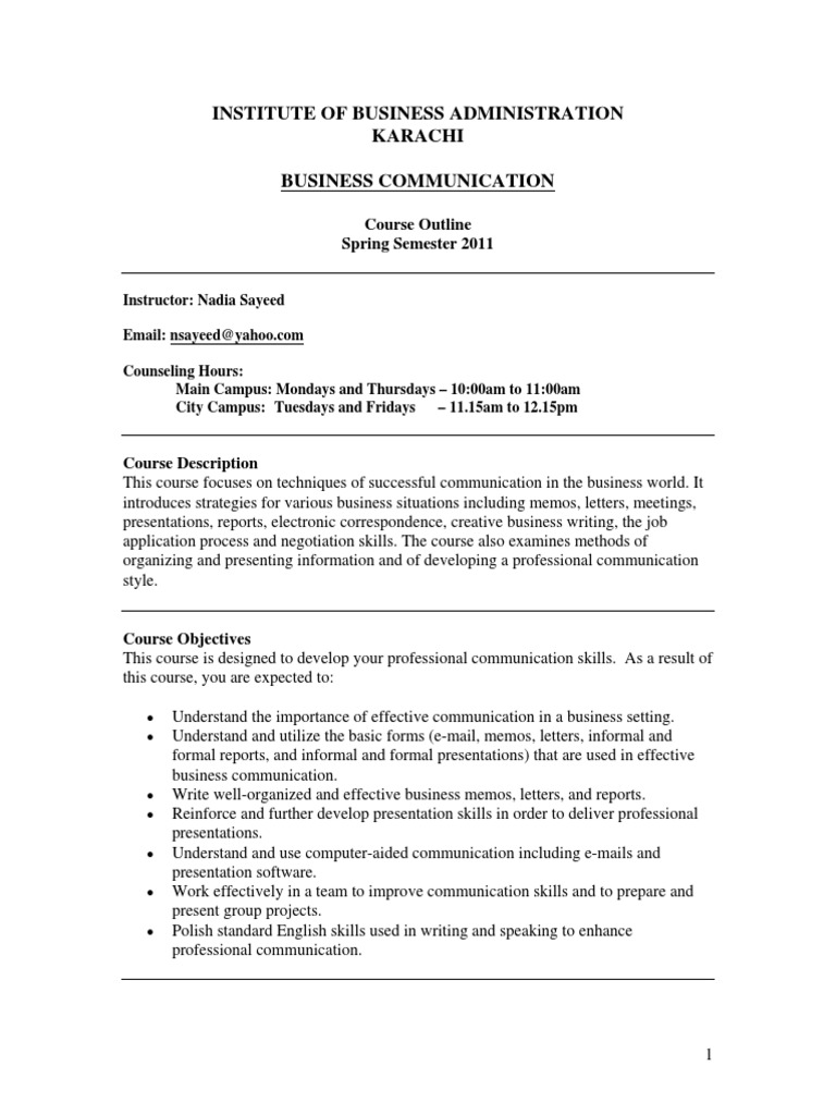 COBusiness Communmication Nadia Sayeed S2012 | PDF | Advertising ...