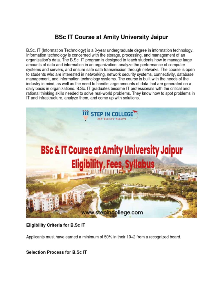 BSC IT Course at Amity University Jaipur | PDF | Computer Programming ...