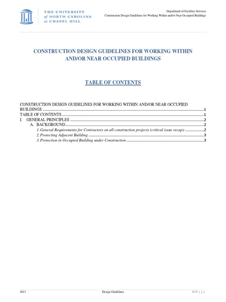 Construction Design Guidelines For Working Within and or Near Occupied ...