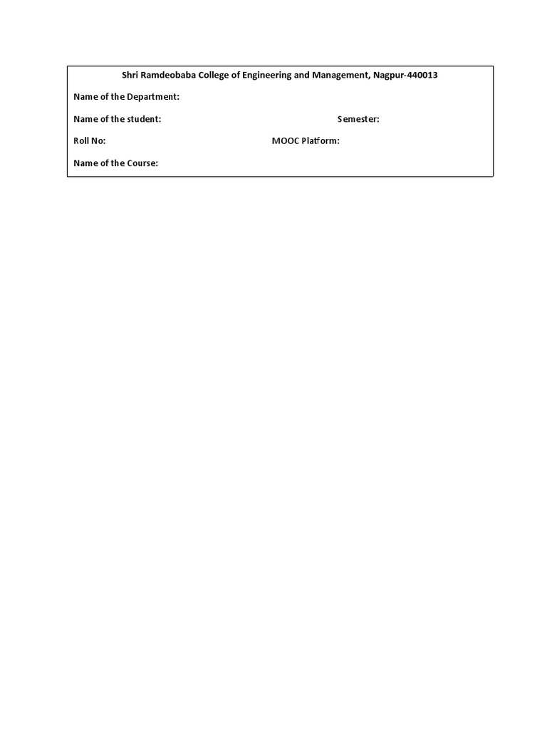 Student Course Registration Form | PDF