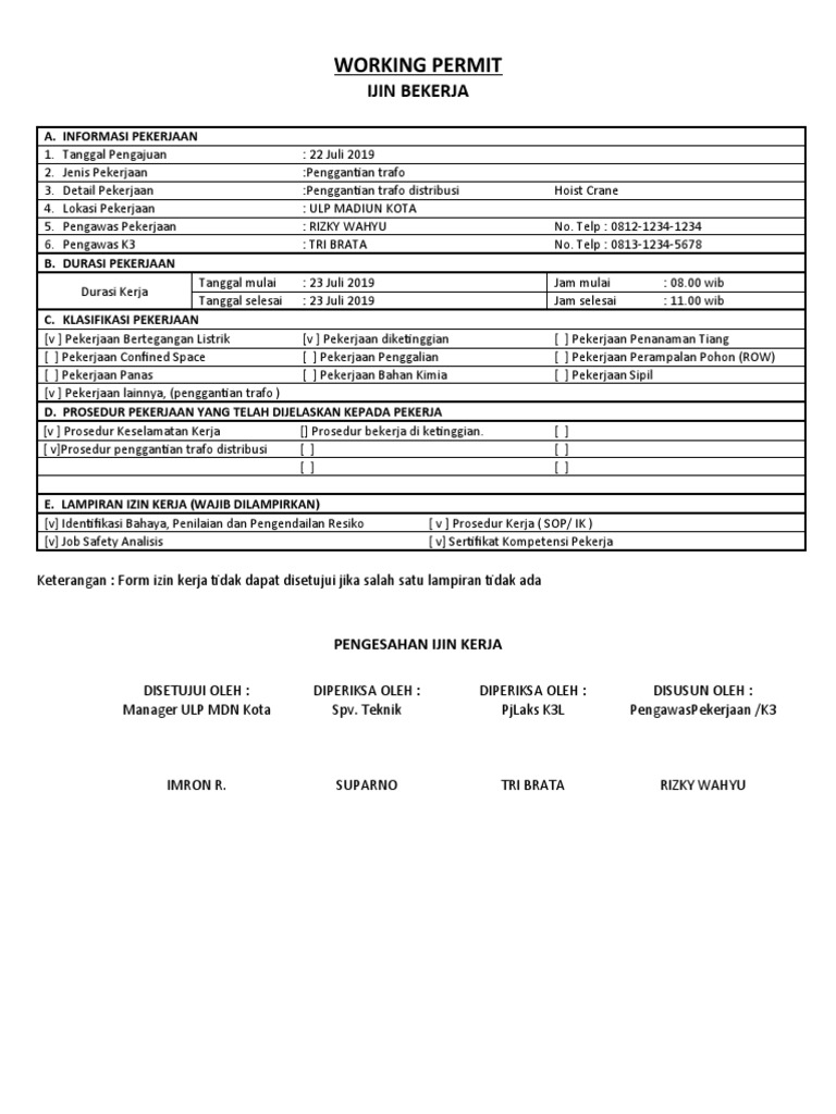 Pembuatan Working Permit | PDF