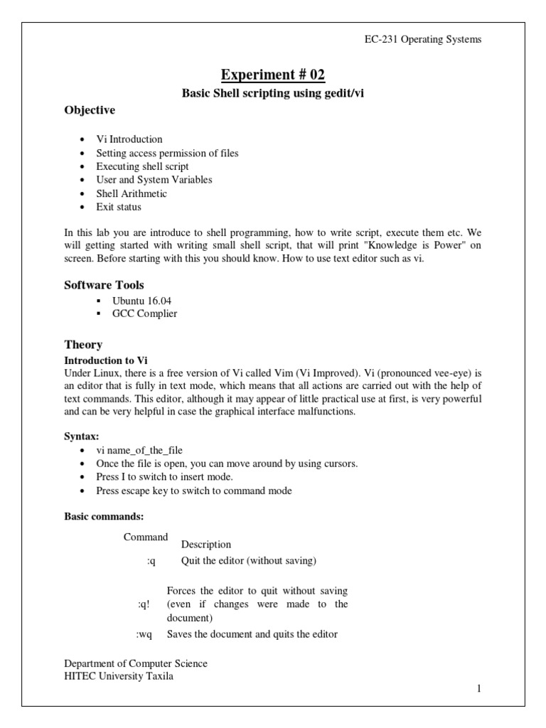 Lab 2 Manual | PDF | Shell (Computing) | Variable (Computer Science)