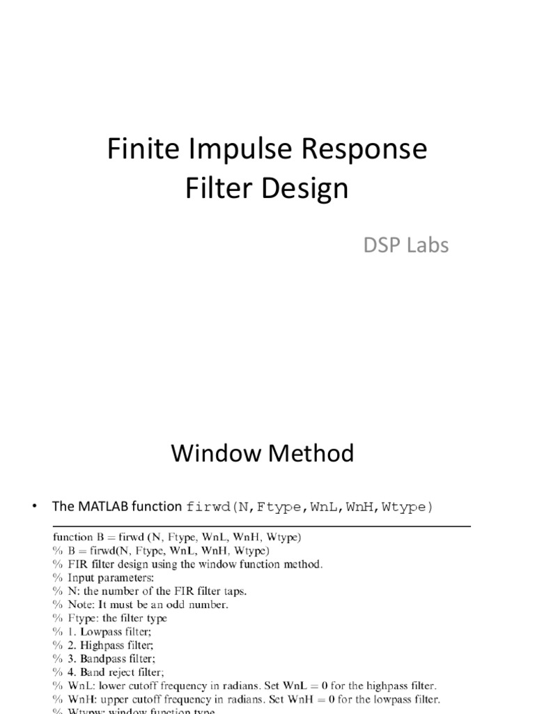 Finite Impulse Response Filter Design: DSP Labs | PDF | Low Pass Filter | Computational Science