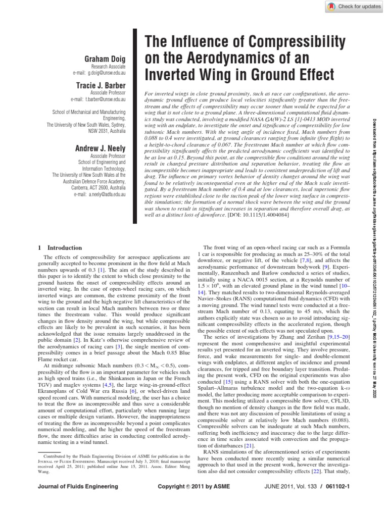 The Influence of Compressibility On The Aerodynamics of An Inverted ...
