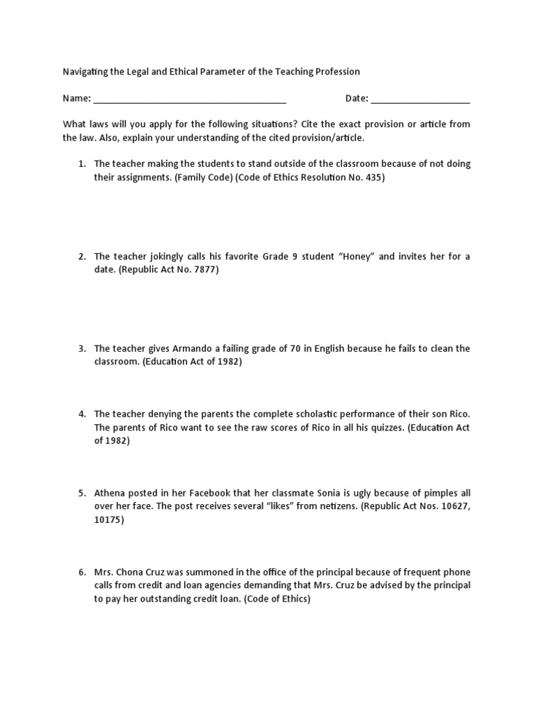 Navigating The Legal and Ethical Parameter of The Teaching Profession | PDF