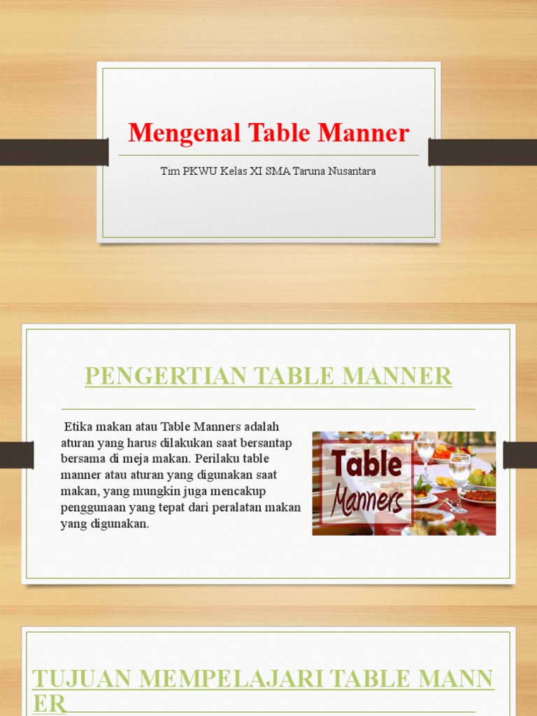 Pertemuan 14 PKWU Kelas XI Mengenal Table Manner | PDF