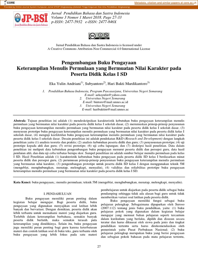 Pengembangan Buku Pengayaan Keterampilan Menulis Permulaan Yang Bermuatan Nilai Karakter Pada ...