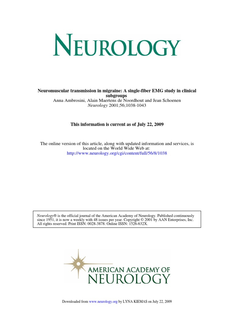 Neuromuscular Transmission in Migraine A Single-Fiber EMG Study in ...