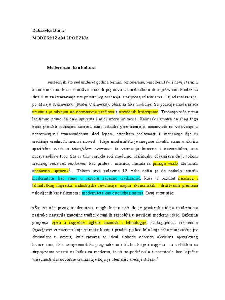 Modernizam I Poezija | PDF