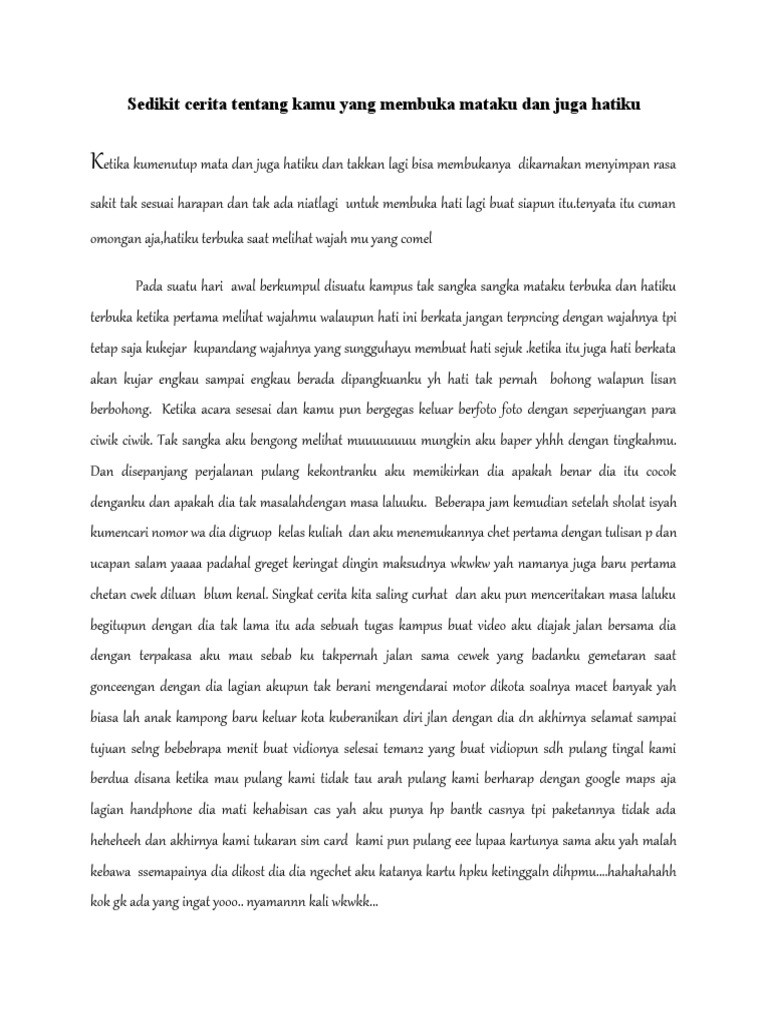 Cerita Tentang Kamu Yang Membuka Mataku Dan Juga Hatiku Pdf