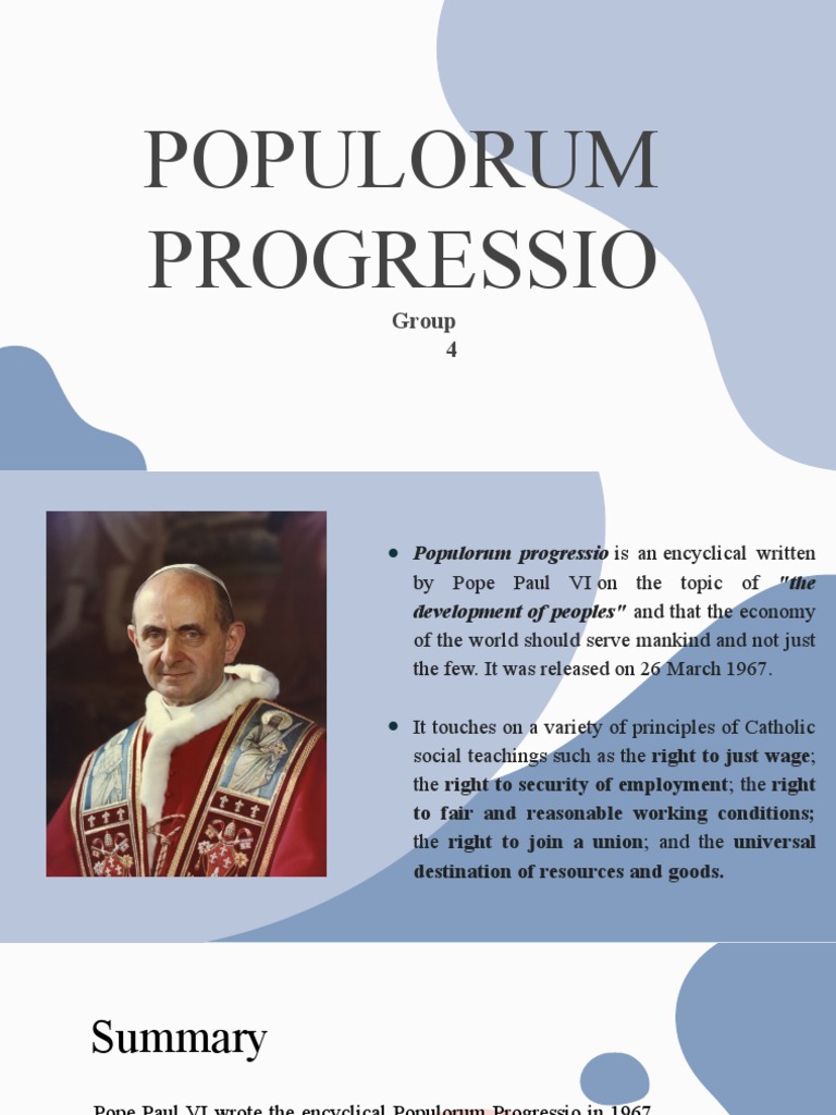 Populorum Progressio: Group 4 | PDF | Applied Ethics | Society