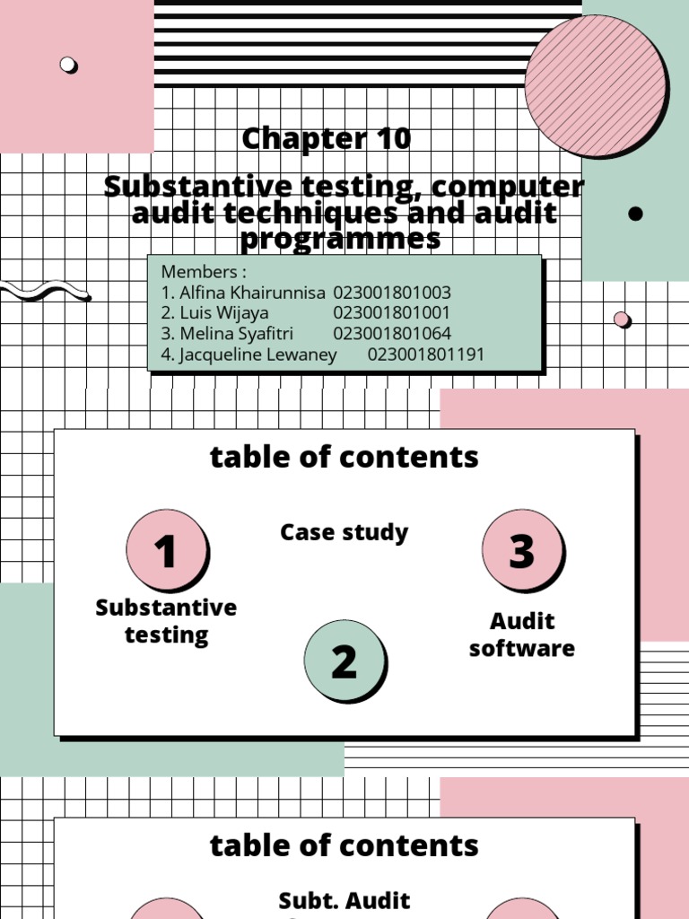 Substantive Testing, Computer Audit Techniques and Audit Programmes ...