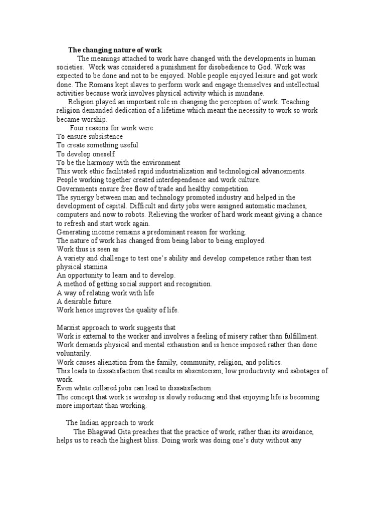 The Changing Nature of Work | Download Free PDF | Employment | Psychology