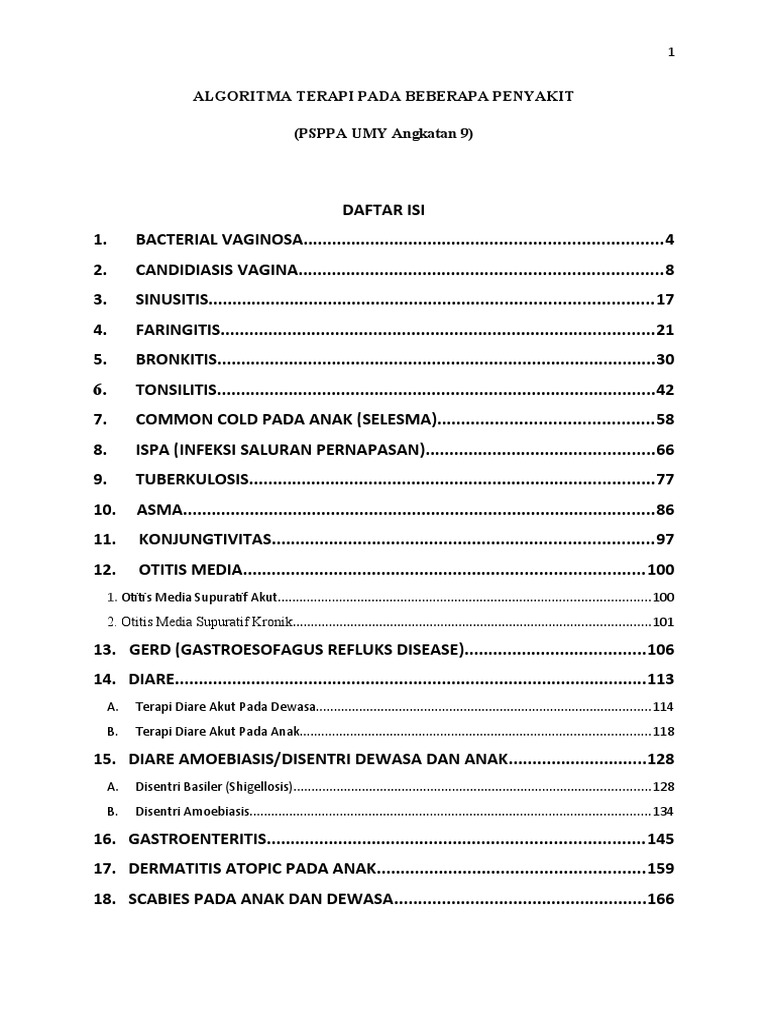Algoritma Terapi Pada Beberapa Penyakit (PSPPA UMY Angkatan 9) | PDF