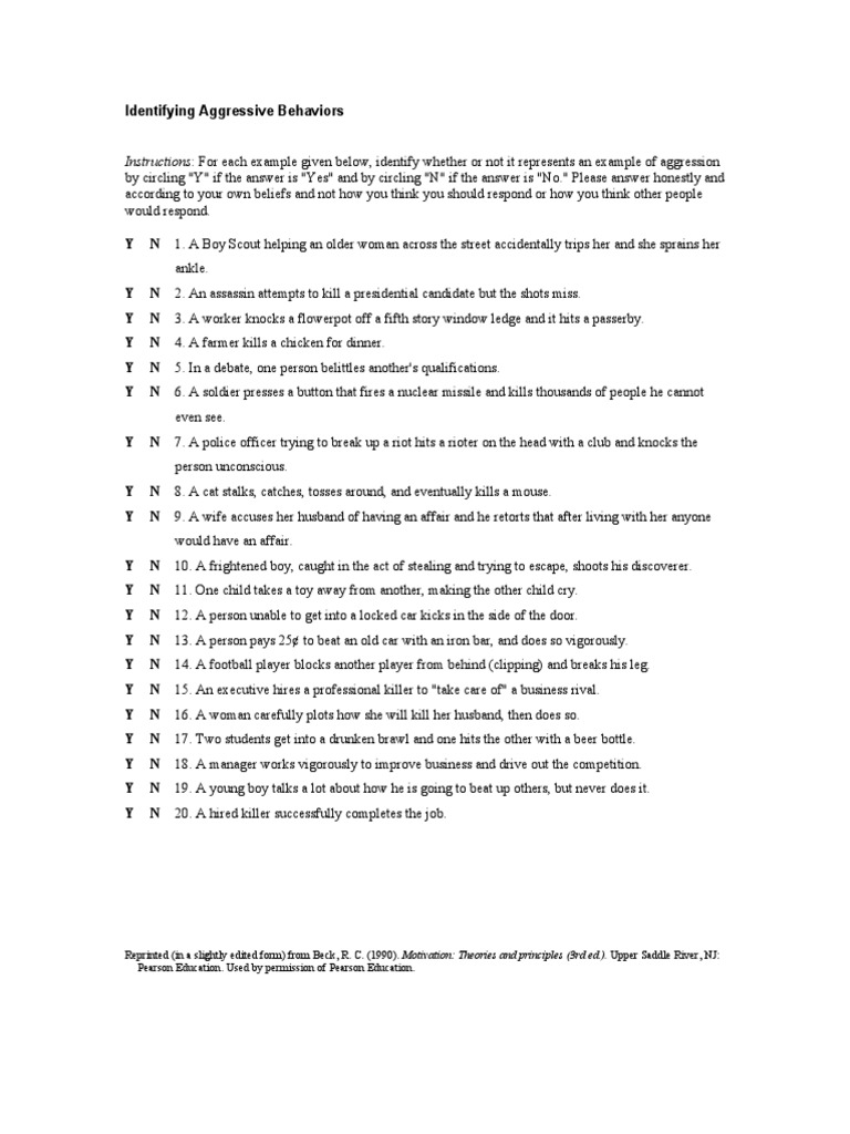 Identifying Aggressive Behaviors | PDF | Behavioural Sciences | Psychology