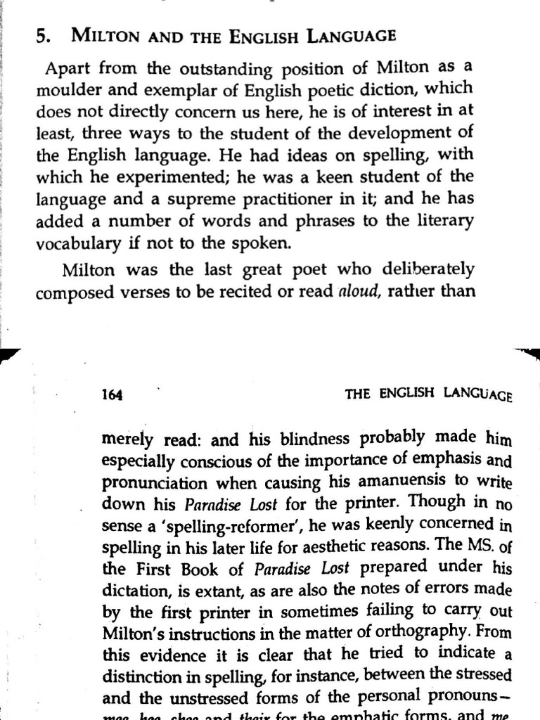 Milton and English Language | PDF