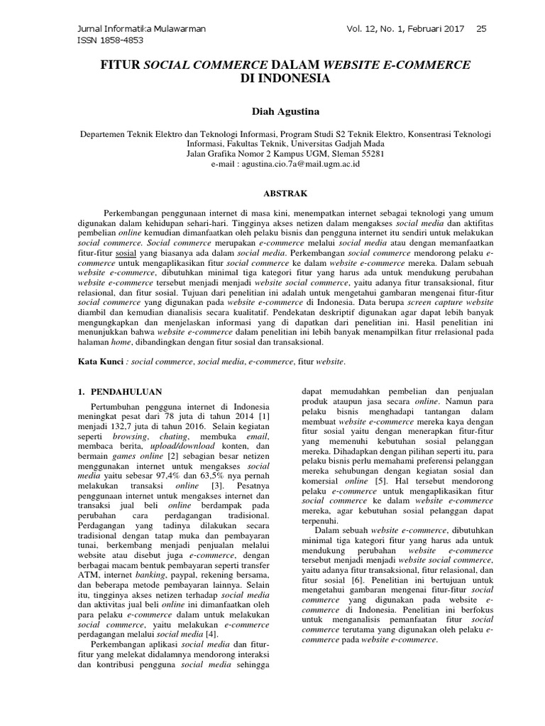 Fitur Social Commerce Dalam Website E-Commerce Di Indonesia | PDF