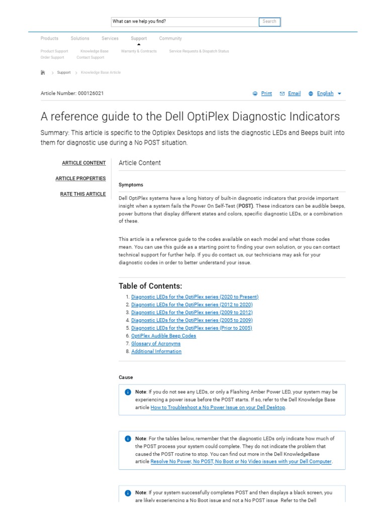 A Reference Guide To The Dell OptiPlex Diagnostic Indicators - Dell US ...