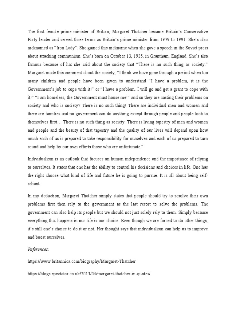 Margaret Thatcher (JACQUELINE PUNO) | PDF