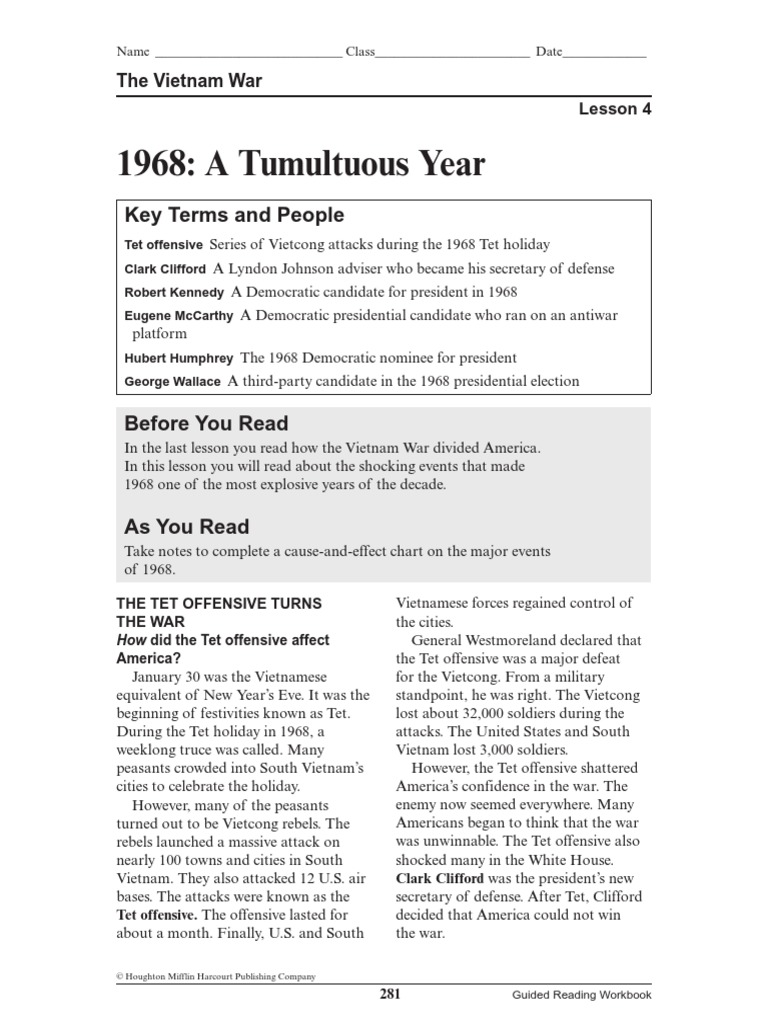 Kami Export - Guided Reading 4 Tumultuous Year | PDF | Hubert Humphrey ...