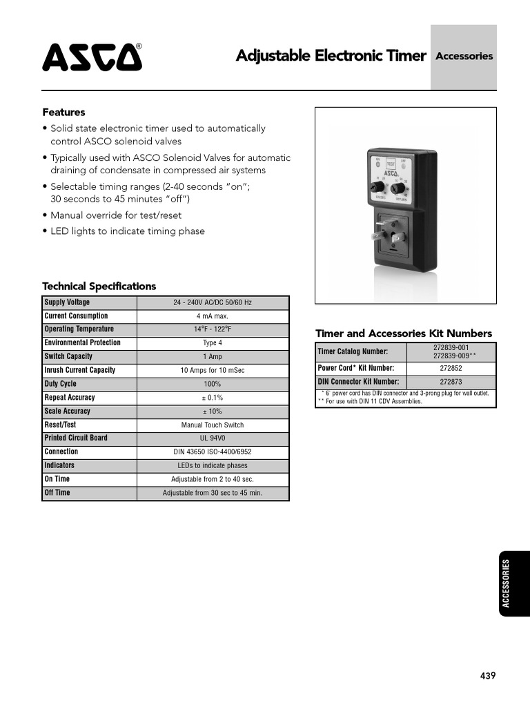 Catalog Adjustable Electronic Series Timer Asco en 4687266 | PDF | Ac ...