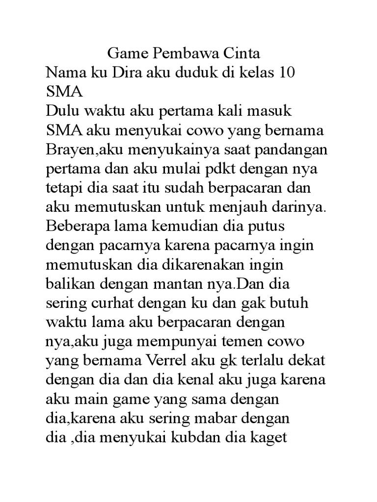 Cinta Pertama di SMA: Kisah Dira dan Brayen | PDF