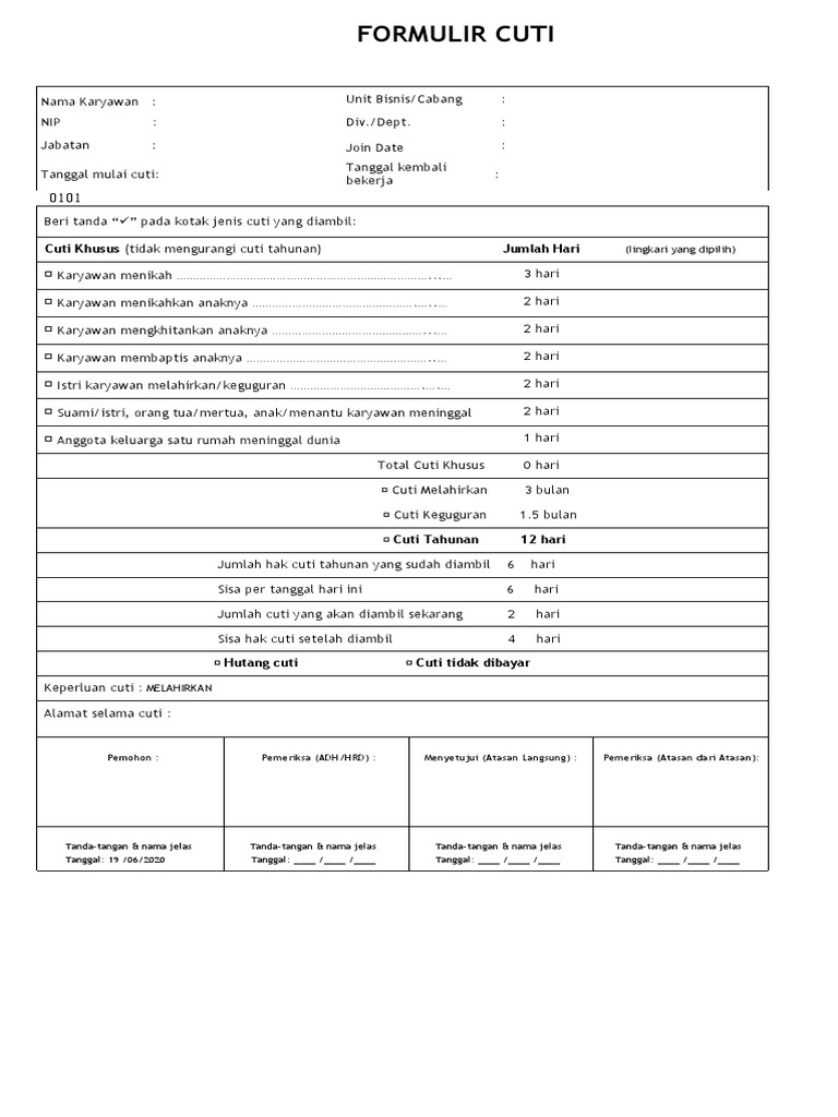 Form Cuti | PDF