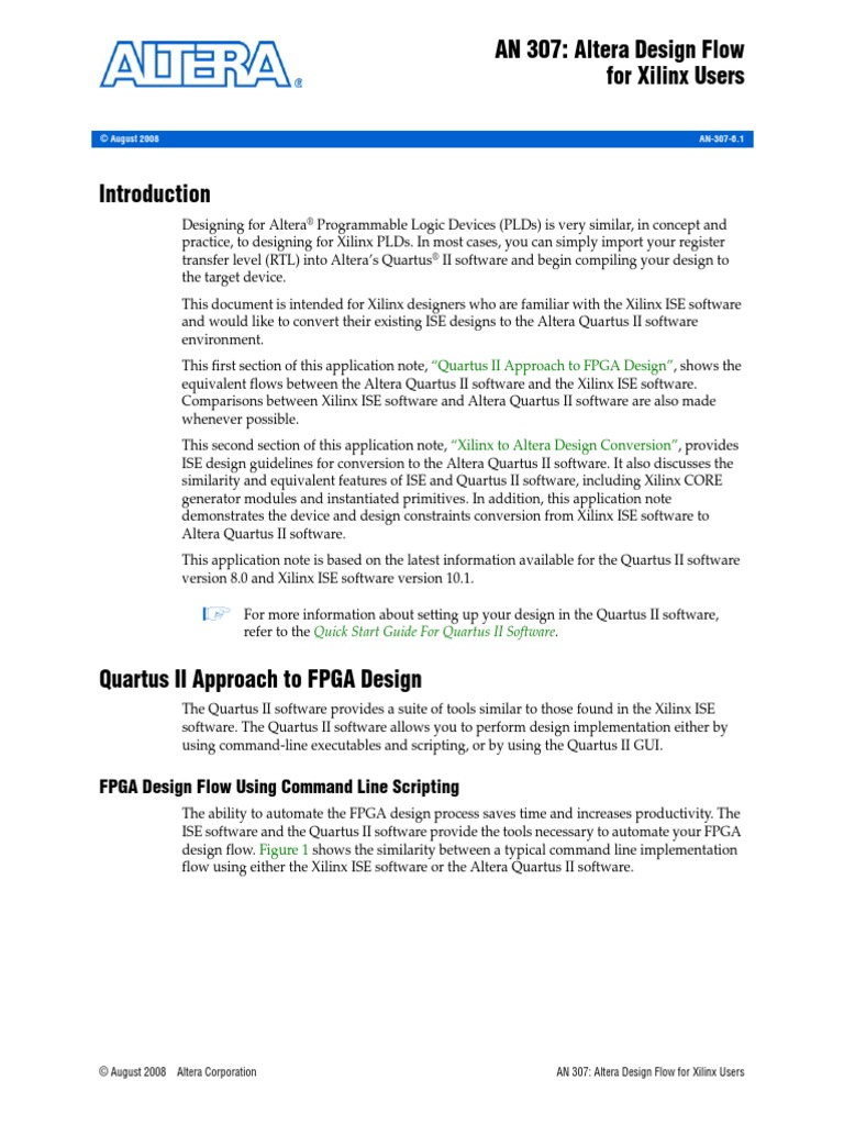 Altera Design Flow For Xilinx Users | PDF | Field Programmable Gate ...
