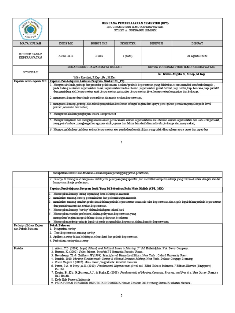 RPS KDK I (Semester I) | PDF