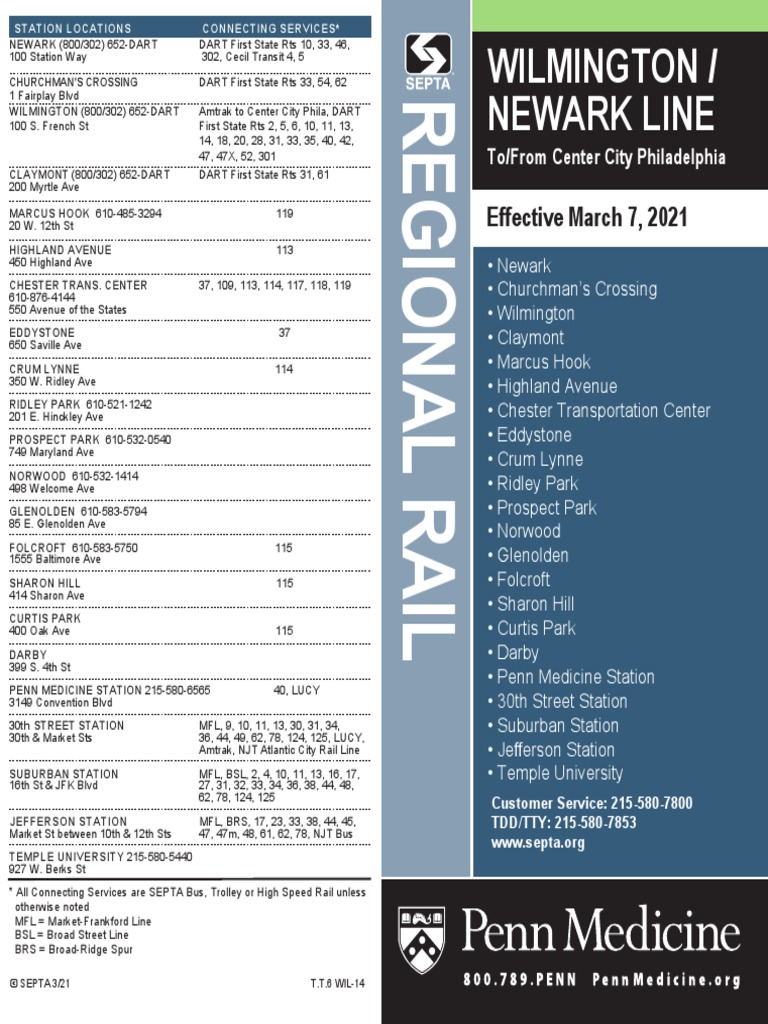 Wilmington / Newark Line: Saturdays, Sundays and Major Holidays | PDF ...