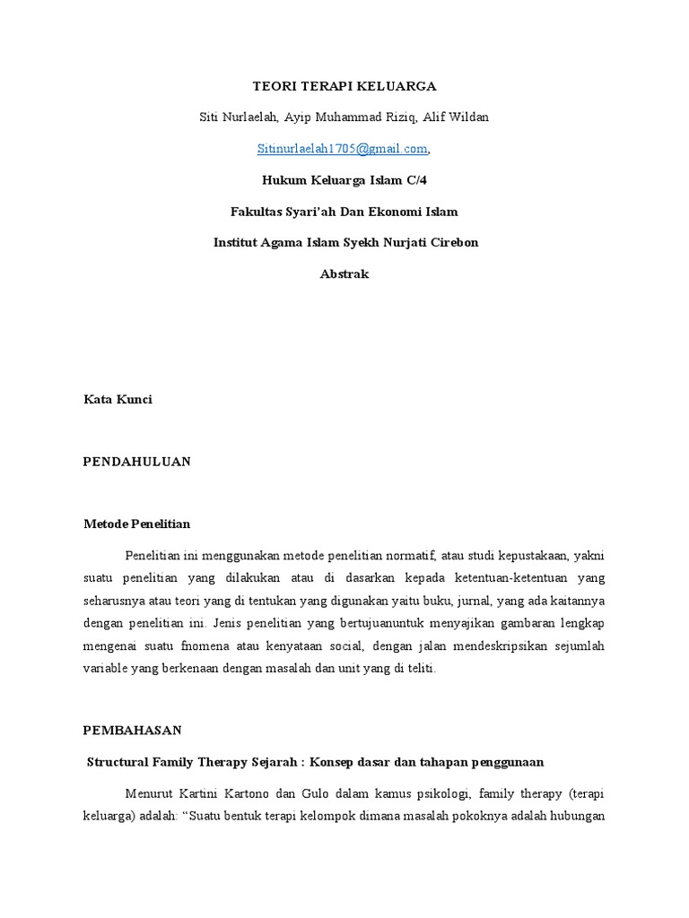 Teori dan Metode Terapi Keluarga | PDF | Pengembangan Diri
