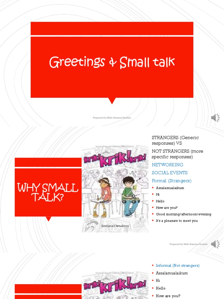 Greetings Small Talk | PDF | Human Nature | Communication