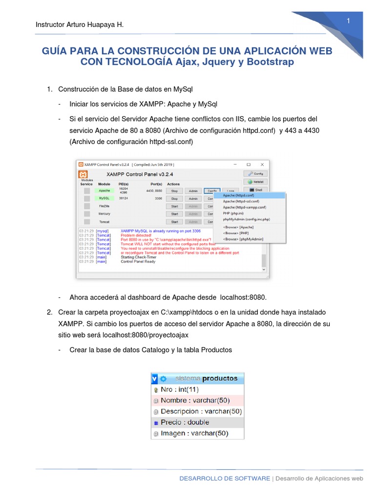 Guía para el desarrollo de una aplicación web con tecnologías AJAX, Jquery y Bootstrap | PDF ...