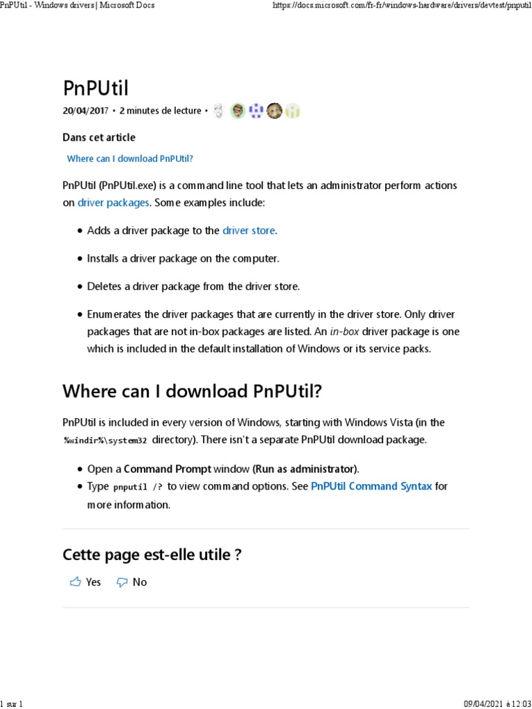 PnPUtil Command Line Tool Overview | PDF