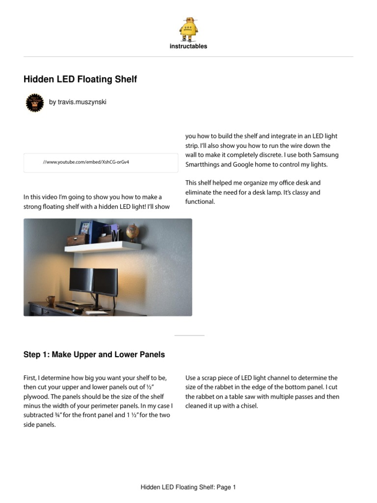 Hidden LED Floating Shelf: Step 1: Make Upper and Lower Panels | PDF ...