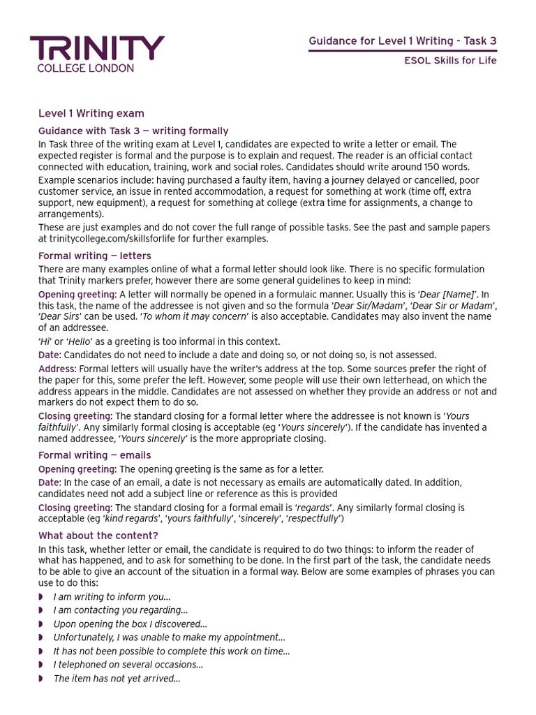 Level 1 Formal Writing Guide | PDF | Communication | Business