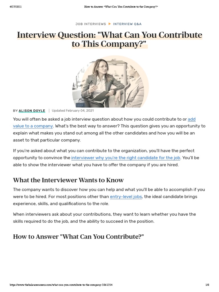Interview Question: "What Can You Contribute To This Company?" | PDF ...