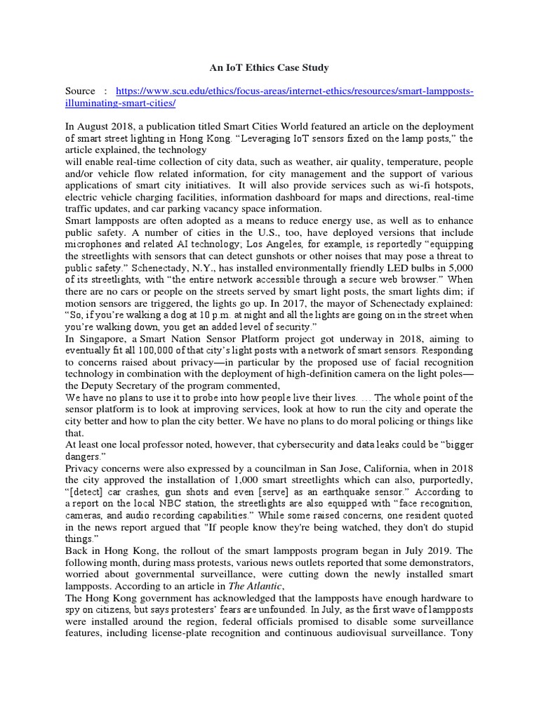 IoT Case Study | PDF | Internet Of Things | Street Light
