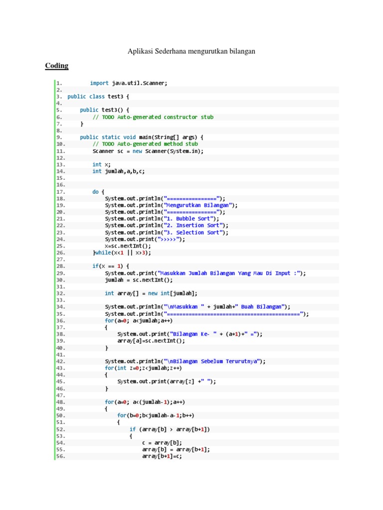 Coding: Aplikasi Sederhana Mengurutkan Bilangan | PDF | Theoretical Computer Science | Models Of ...