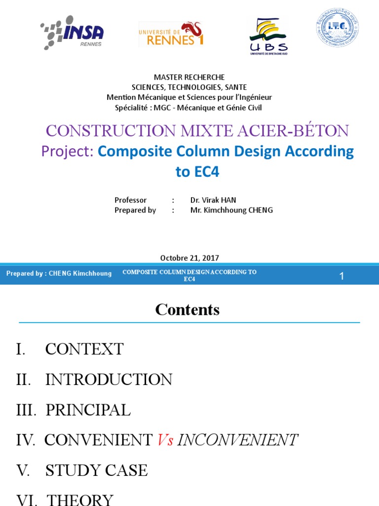 Construction Mixte Acier-Béton Project:: Composite Column Design According To EC4 | PDF | Column ...