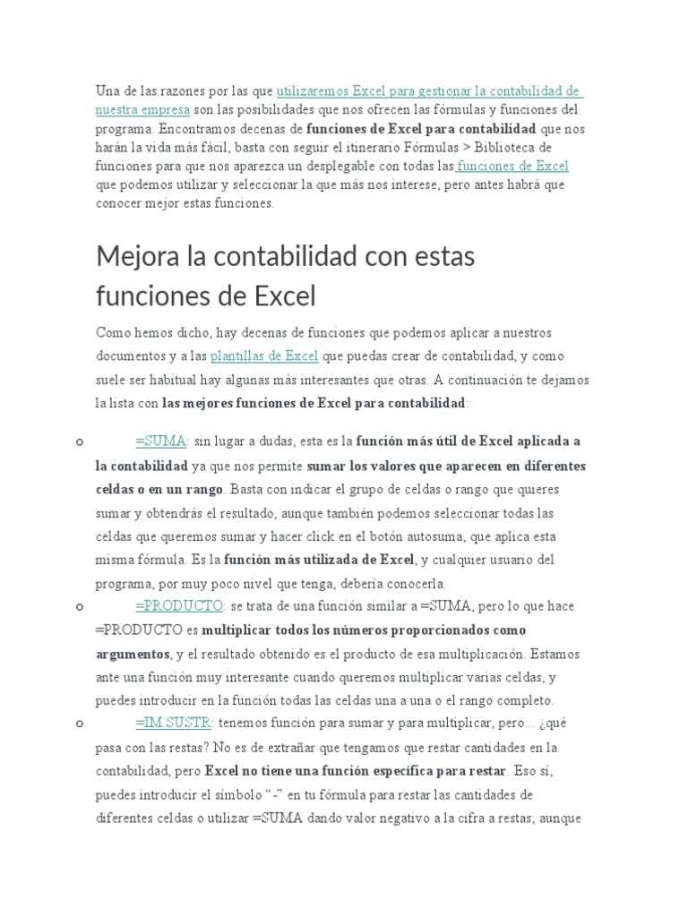 Formulas Contables Excel | PDF | Interés | Tasas de interés