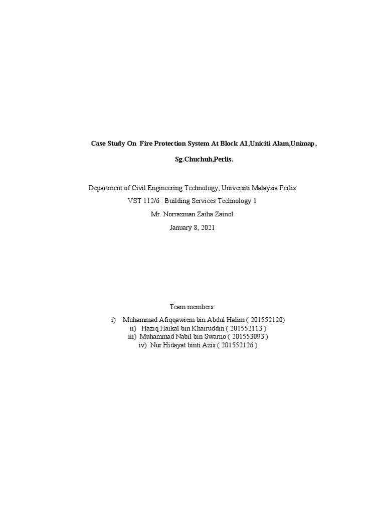 Case Study On Fire Protection System at Block A1 | PDF | Firefighter ...