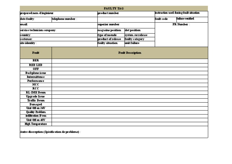 Faulty Tag Report Template | PDF