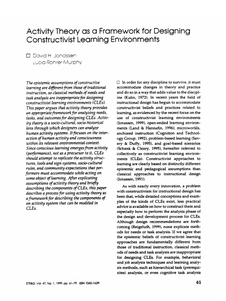 Jonassen - 1999 Version 2 | PDF | Instructional Design | Constructivism (Philosophy Of Education)