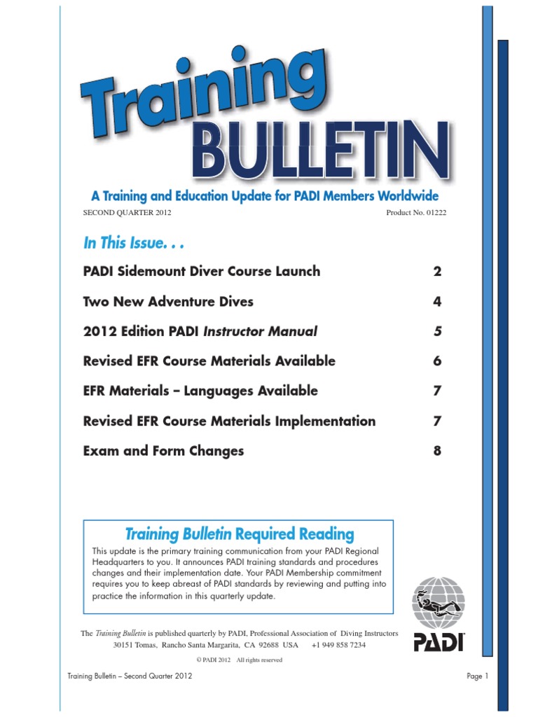 Training Bulletin | PDF | Scuba Diving | Underwater Diving