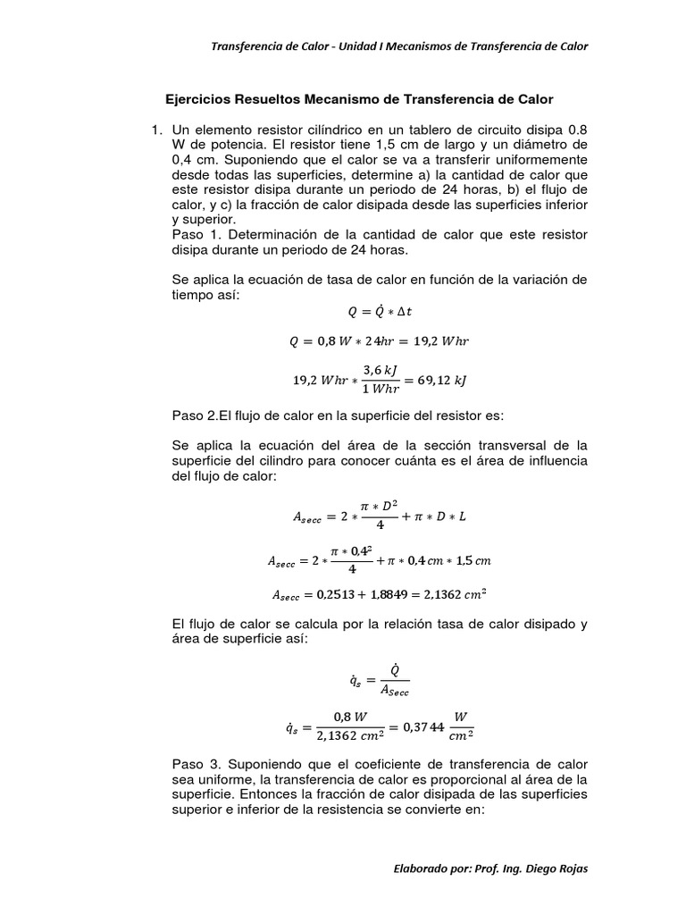 Ejercicios Resueltos Mecanismos de Transferencia de Calor | PDF | Calor | Transferencia de calor