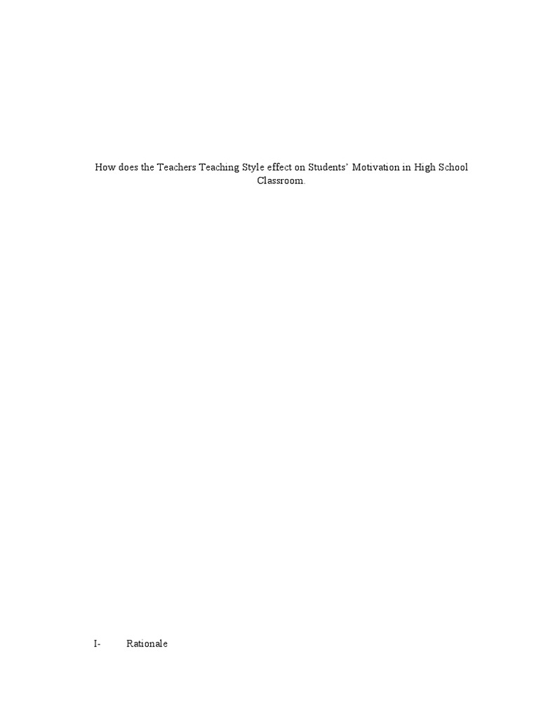 Rationale Action Research | PDF | Teachers | Classroom